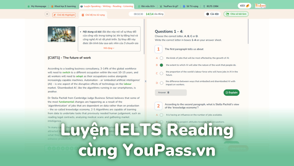 Luyện đề IELTS Reading cùng YouPass